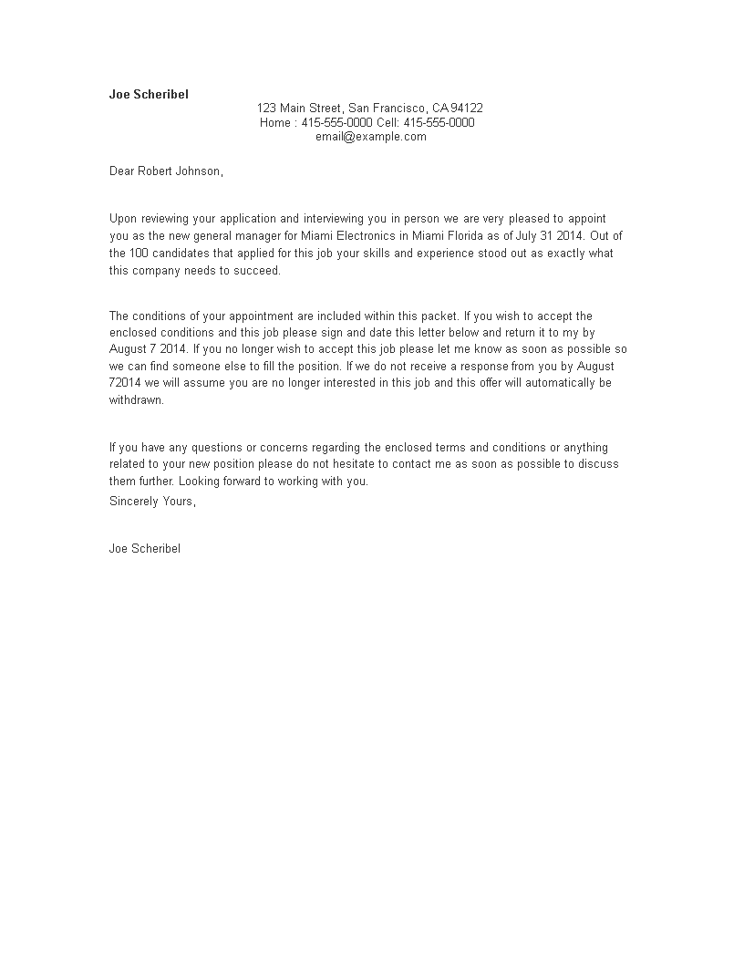  Simple Job Appointment Letter Allbusinesstemplates