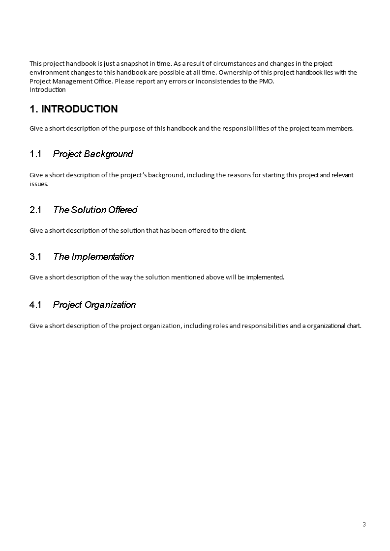 Project Management Handbook | Templates at allbusinesstemplates.com