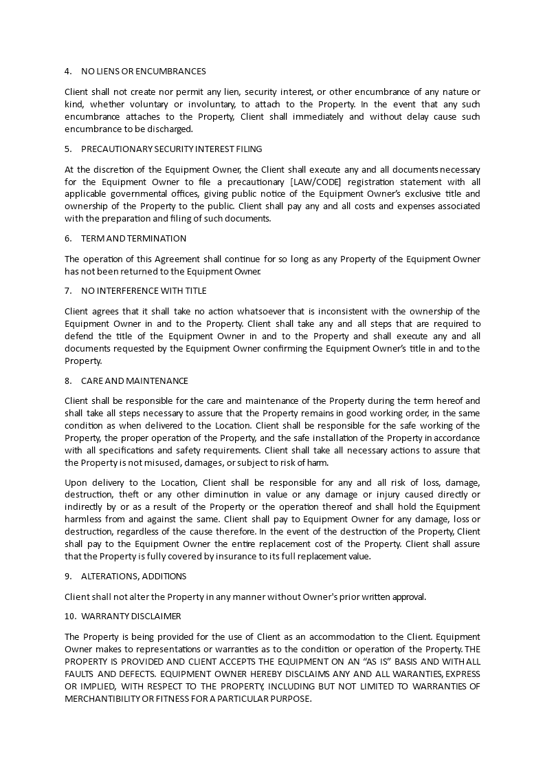 Equipment Placement Agreement | Templates at allbusinesstemplates.com Equipment Placement Agreement | Templates at allbusinesstemplates.com