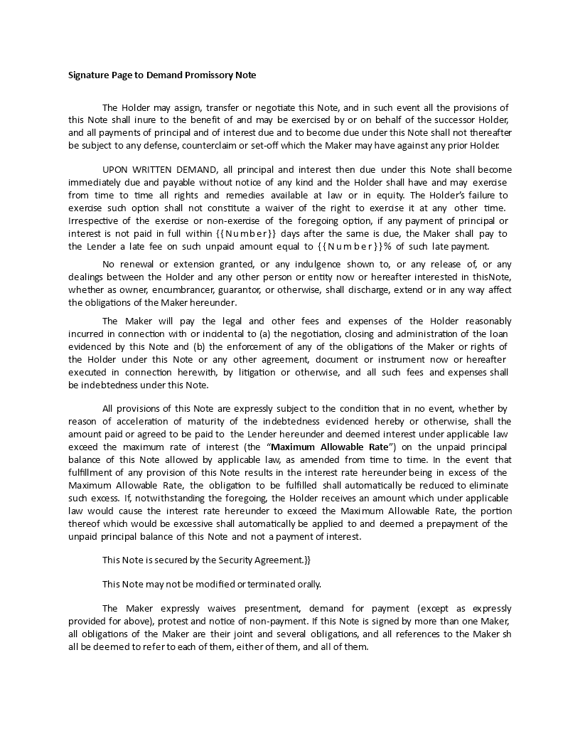 Demand Promissory Note Bank As Lender | Templates at ...