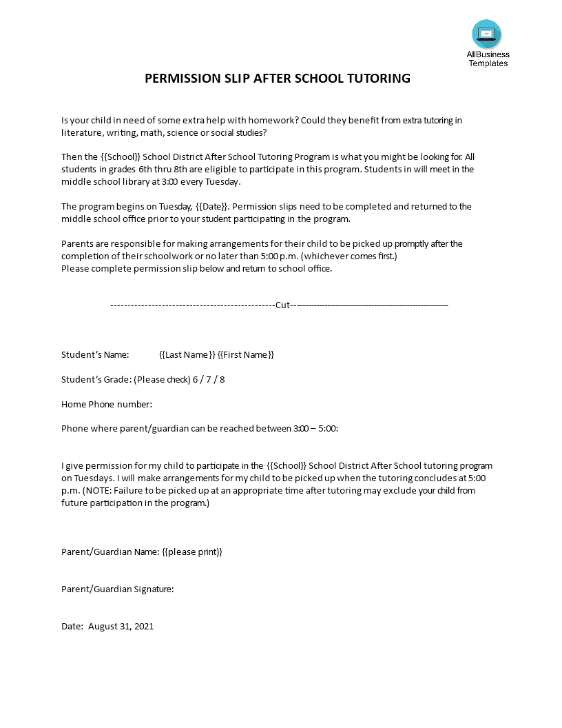 Kostenloses Permission Slip