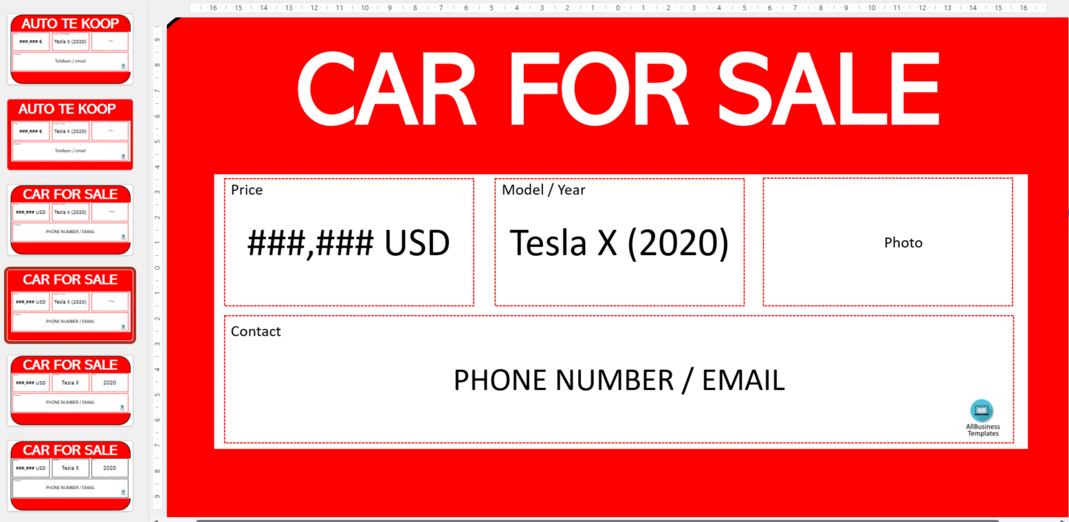 Gratis Auto te koop template