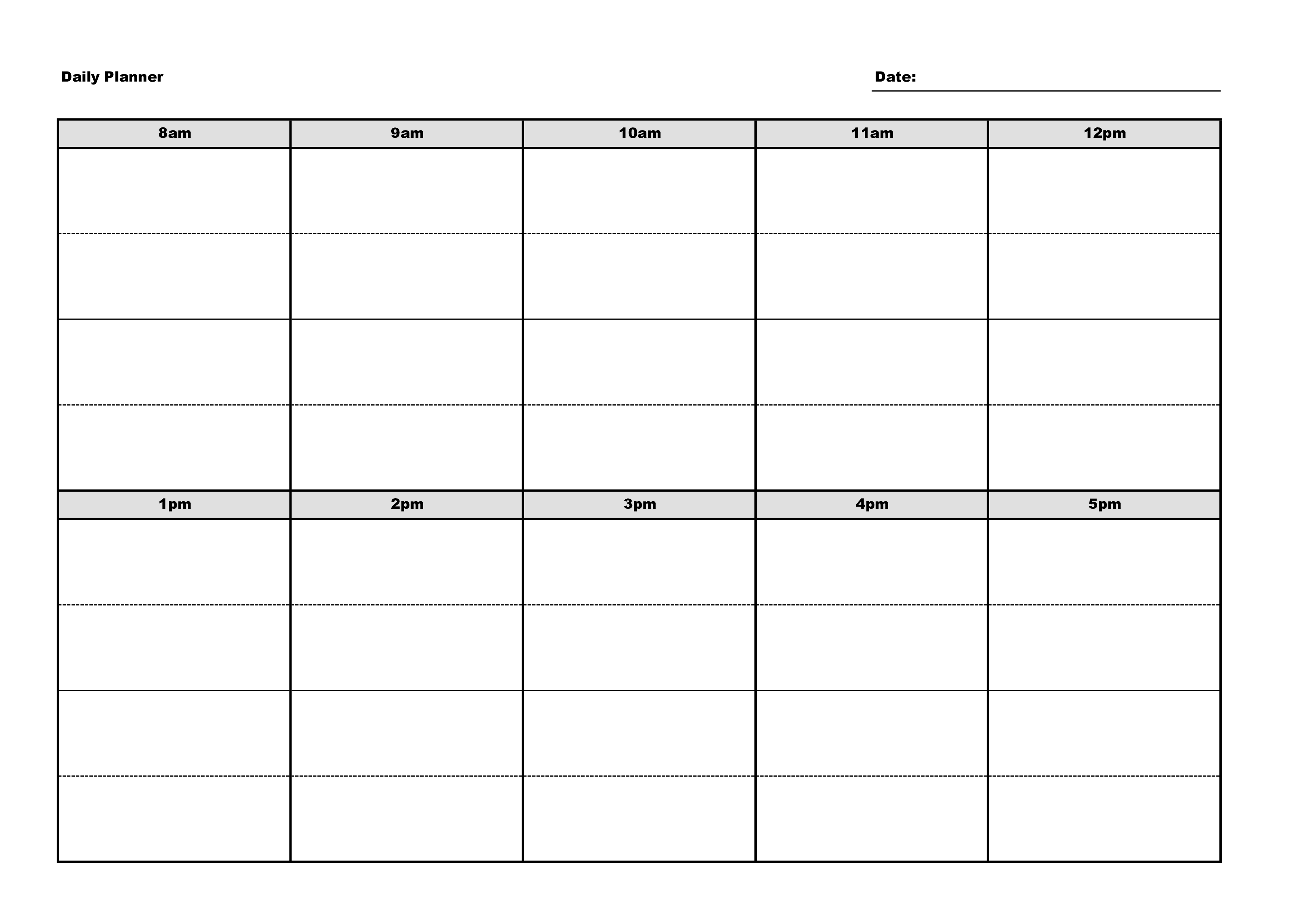 Daily planbook from 8am-6pm | Templates at allbusinesstemplates.com