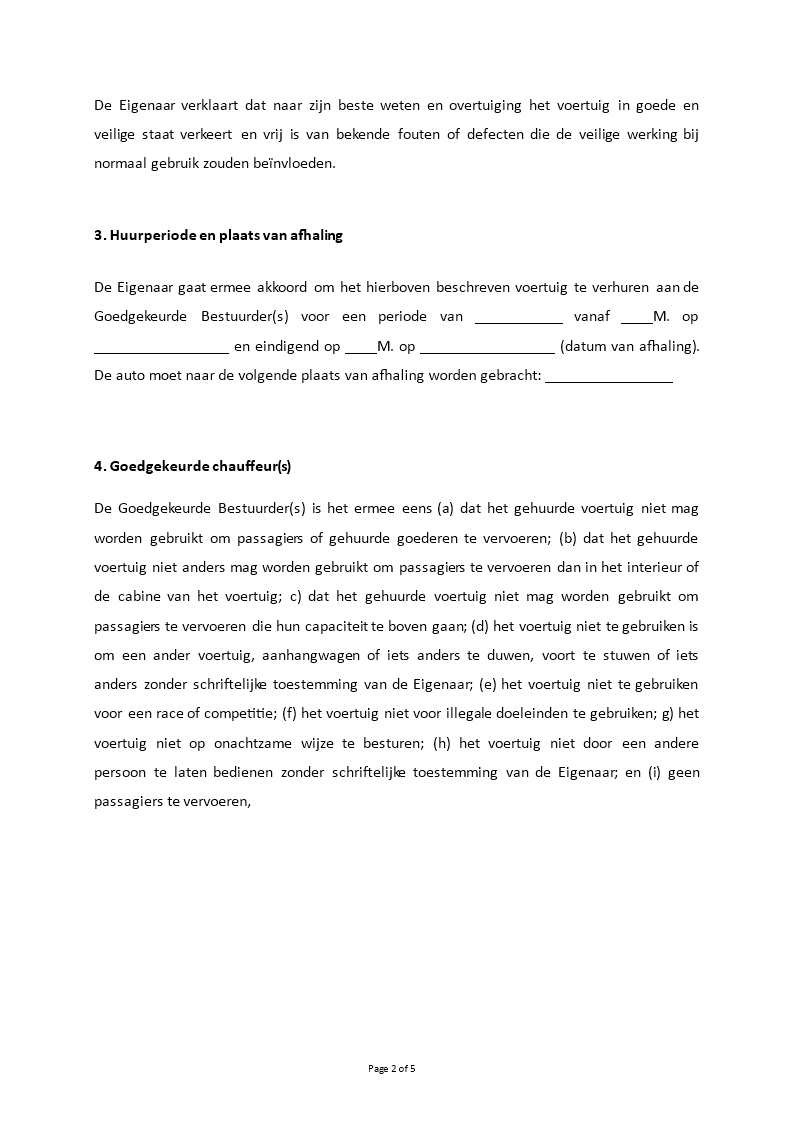 Auto Lease Overeenkomst | Templates at allbusinesstemplates.com