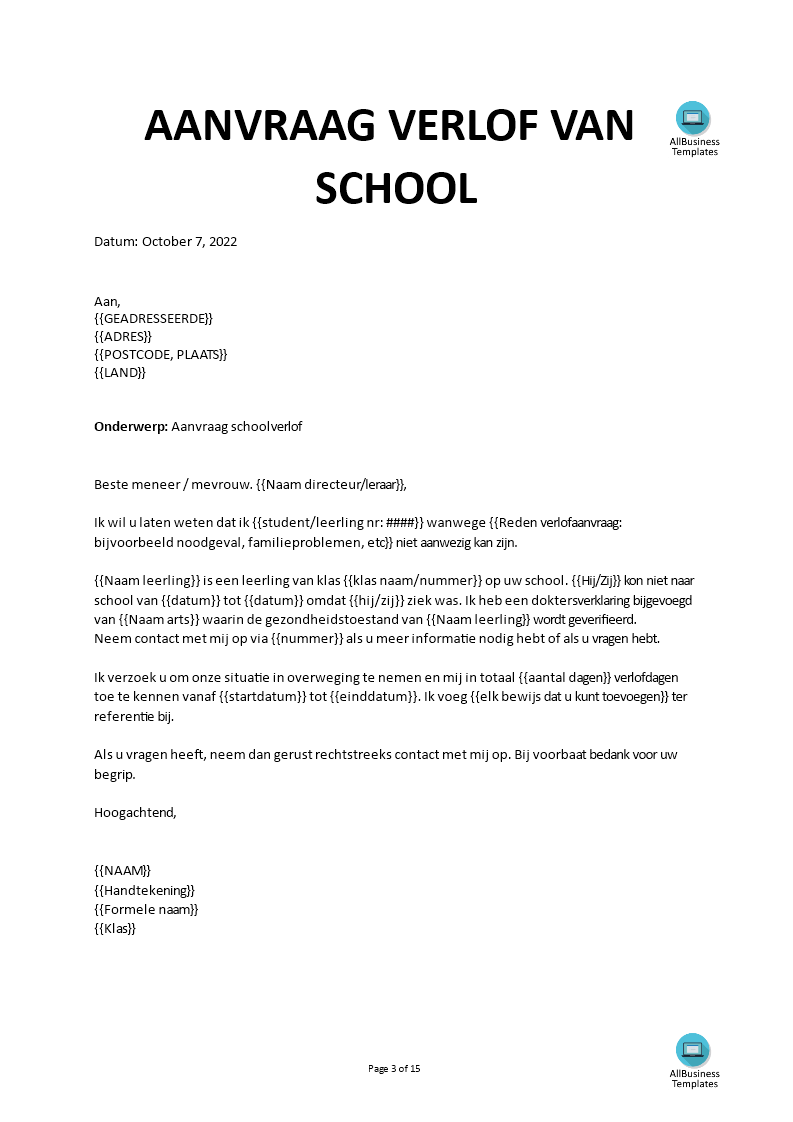 Gratis Ziekteverlof voor school