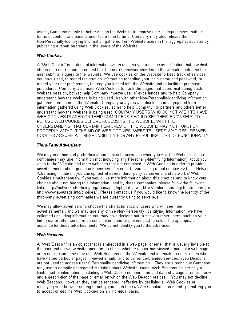 Privacy Policy Website | Templates at allbusinesstemplates.com