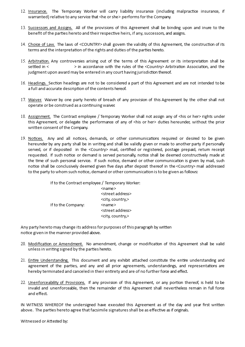 Employee Agreement Template | Templates at allbusinesstemplates.com