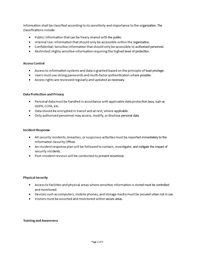 Information Security Policy Template | Templates at ...