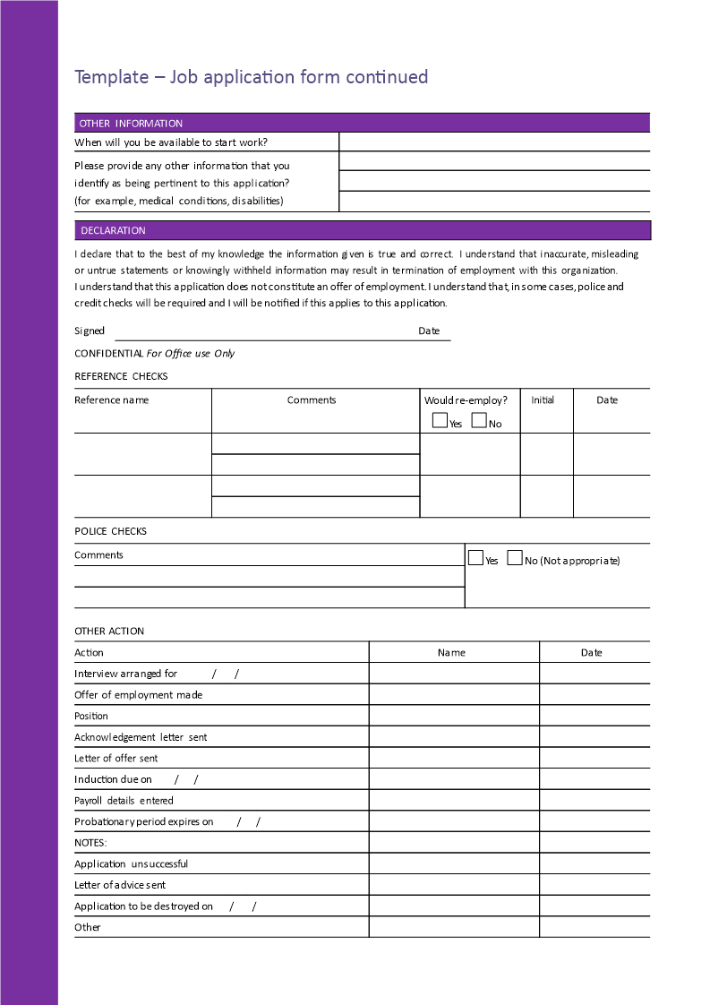 Printable Job Application Form | Templates at allbusinesstemplates.com
