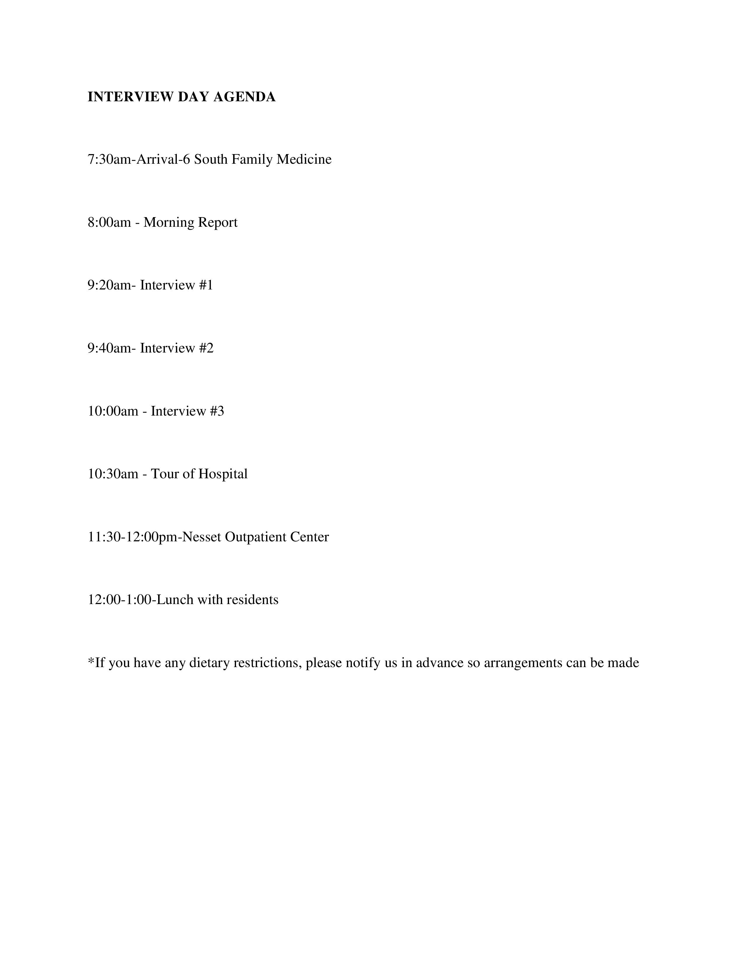 Interview Day Agenda | Templates at allbusinesstemplates.com