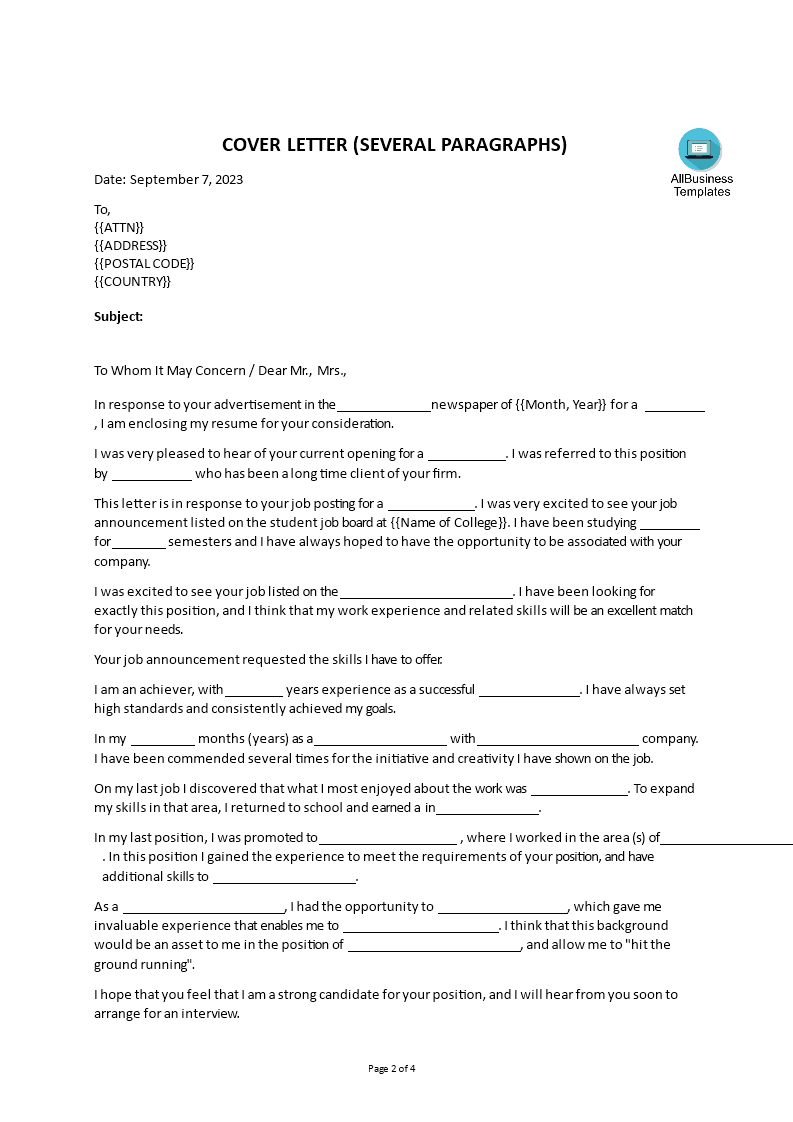 Formal Application Letter Sample | Templates at allbusinesstemplates.com