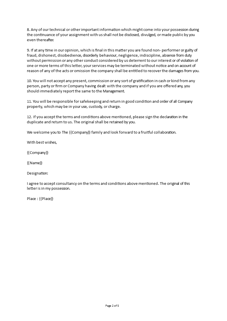 Independent Consultant Offer Letter - Premium Schablone