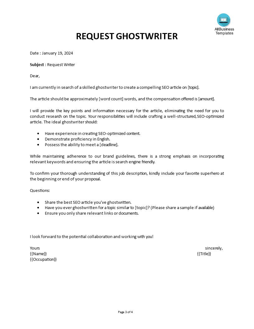 Request Video Script writer | Templates at allbusinesstemplates.com