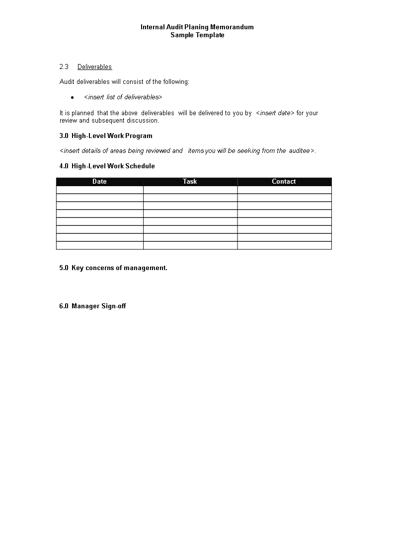 Internal Audit Planning Memorandum | Templates at allbusinesstemplates.com Internal Audit Planning Memorandum | Templates at allbusinesstemplates.com