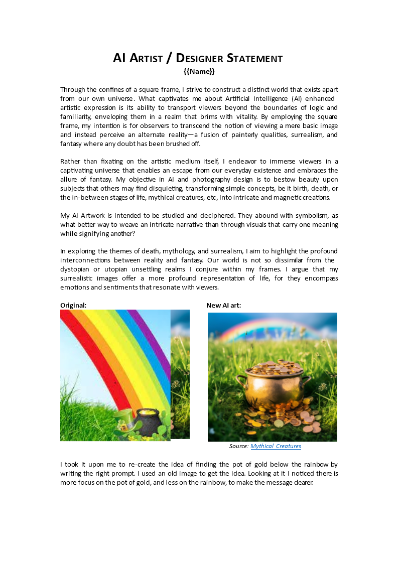 Artist Statement examples | Templates at allbusinesstemplates.com