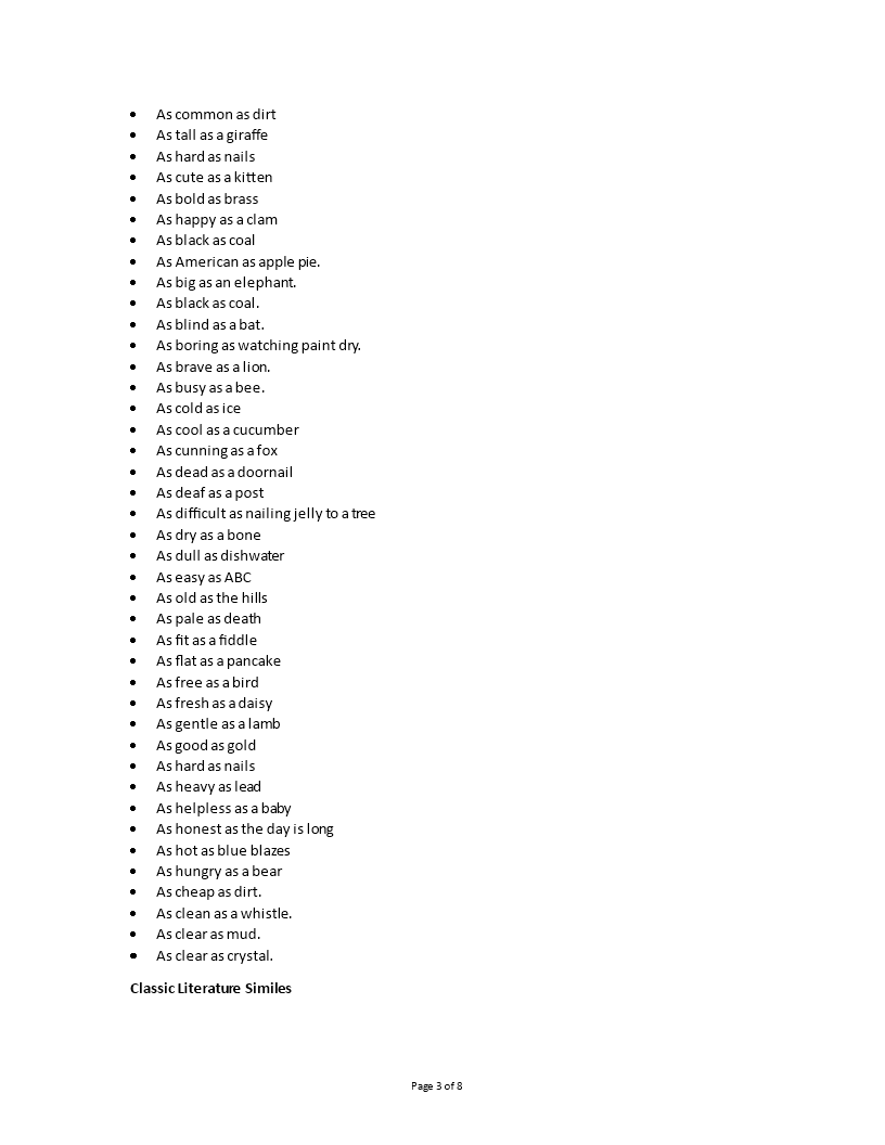 100 Simile Examples List With A-Z, How To Write, Tips, 40% OFF