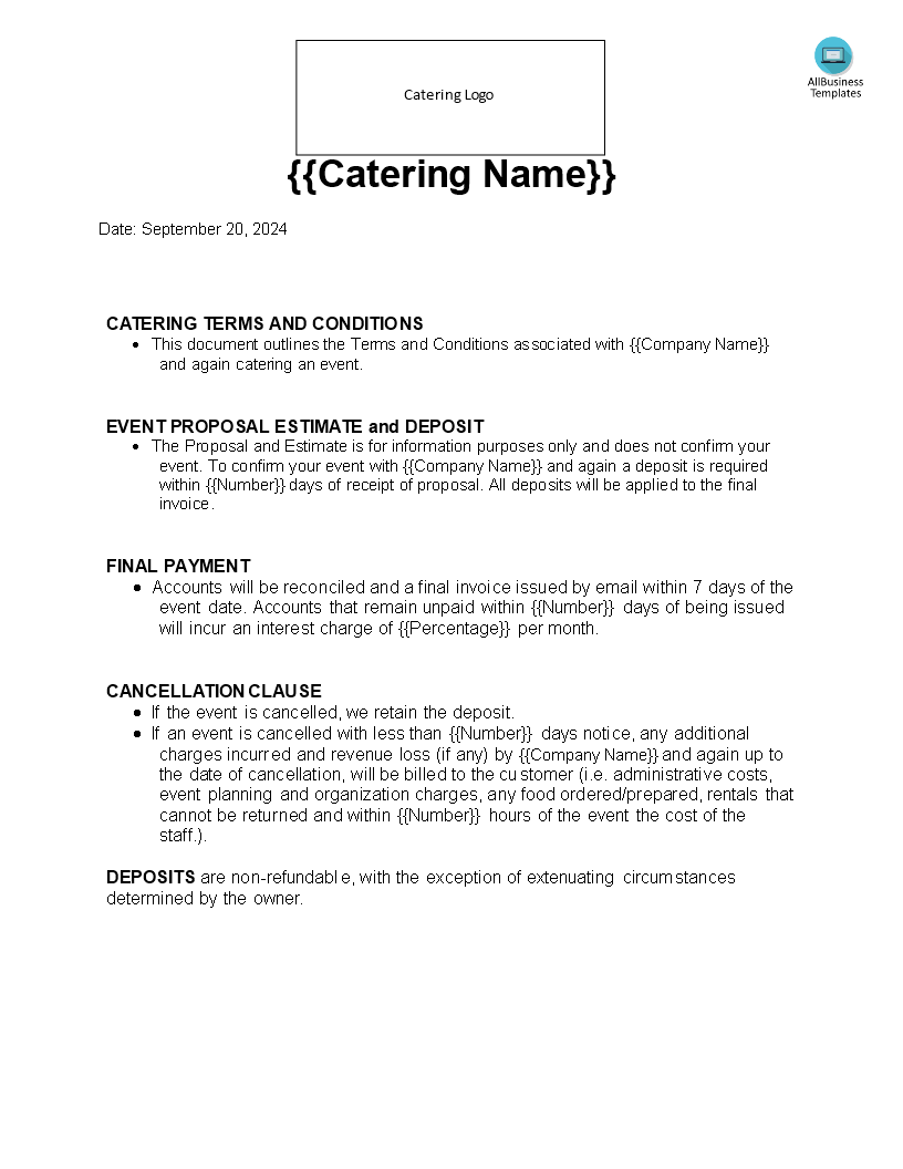 Event Catering Proposal | Templates at allbusinesstemplates.com