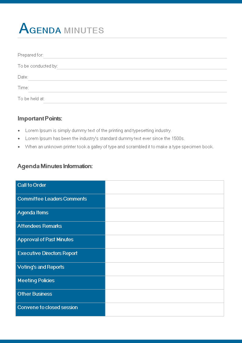 Company Meeting Minutes Agenda Templates At Allbusinesstemplates