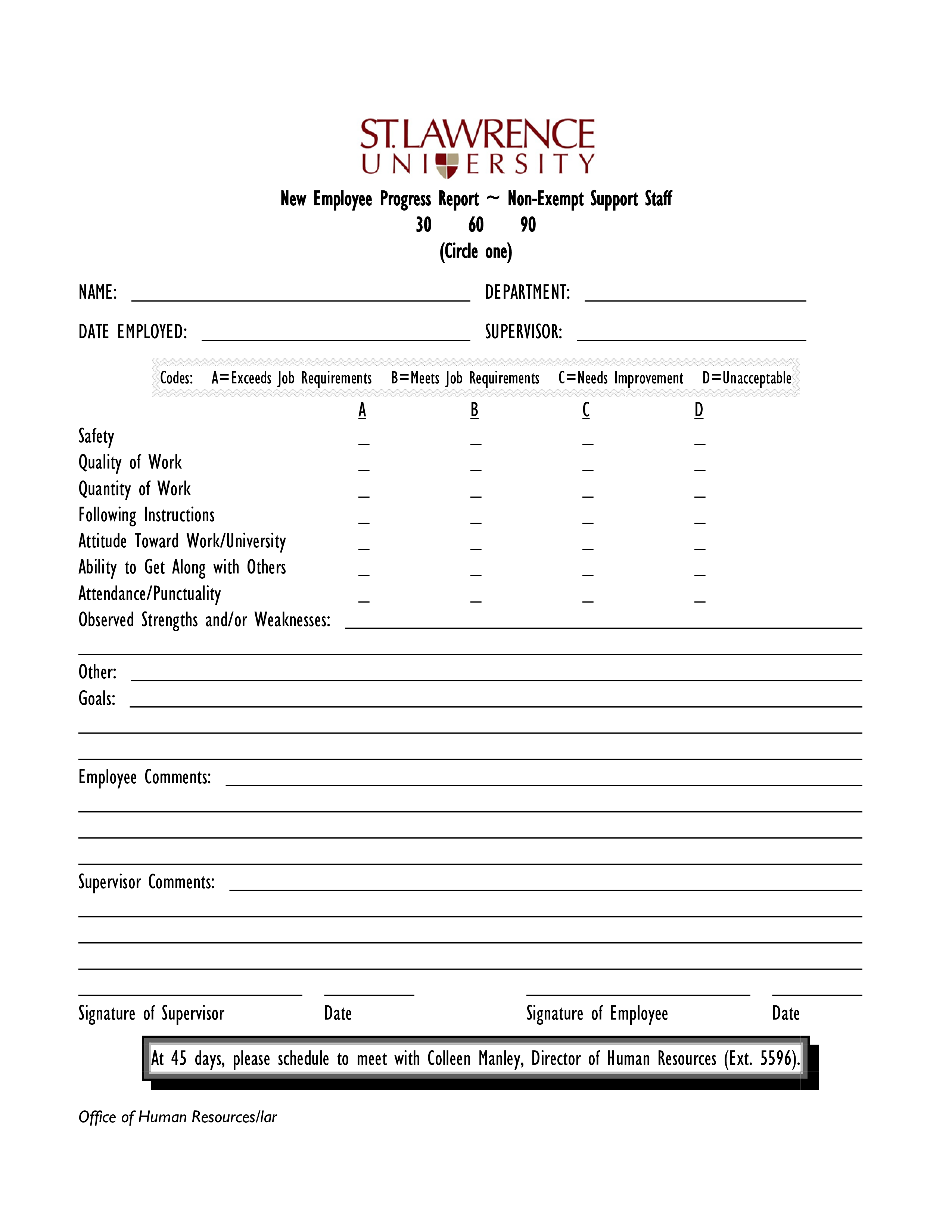 New Employee Progress Report Templates At Allbusinesstemplates