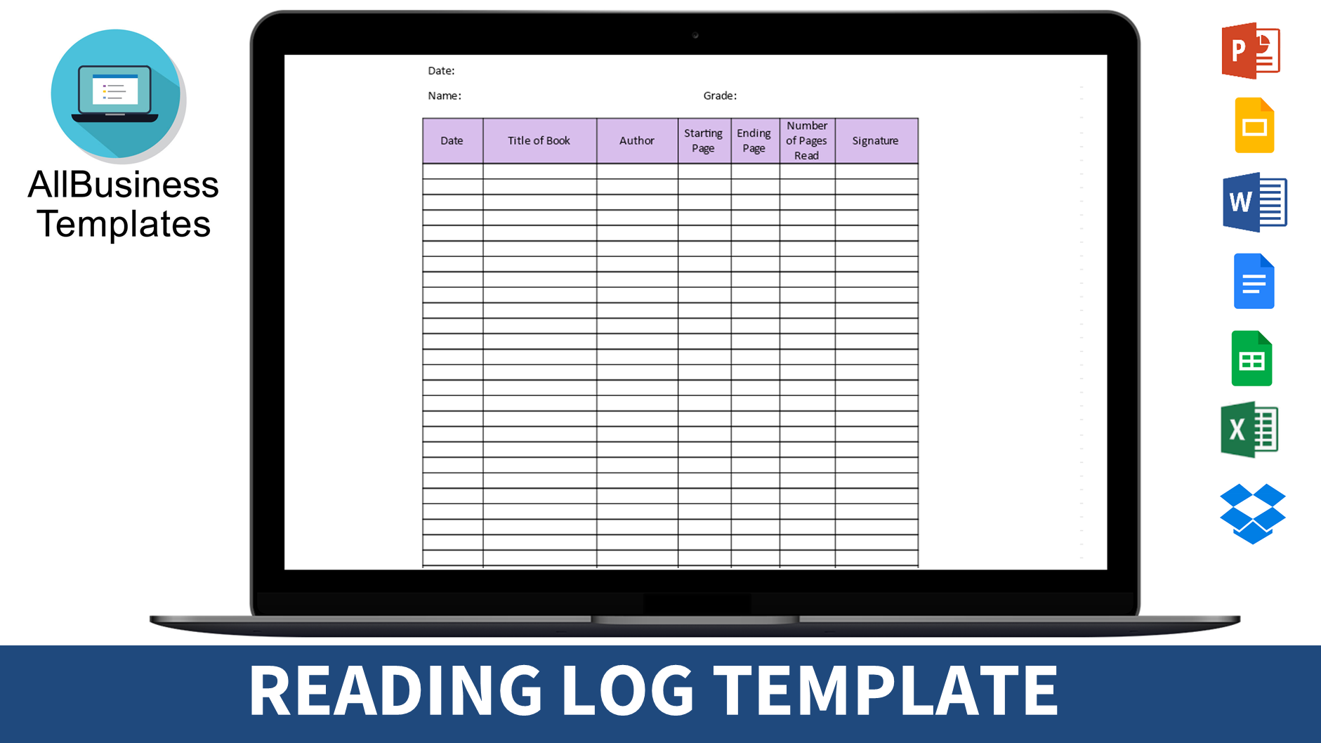 Reading Log PDF | Templates at allbusinesstemplates.com
