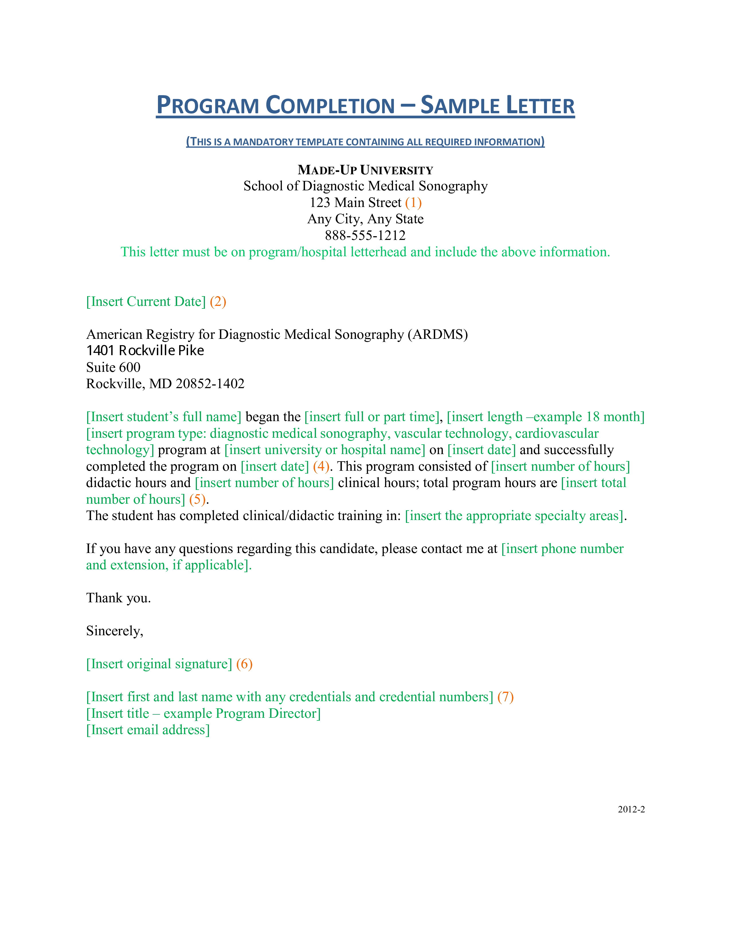 Letter Of Completion Sample PDF Template