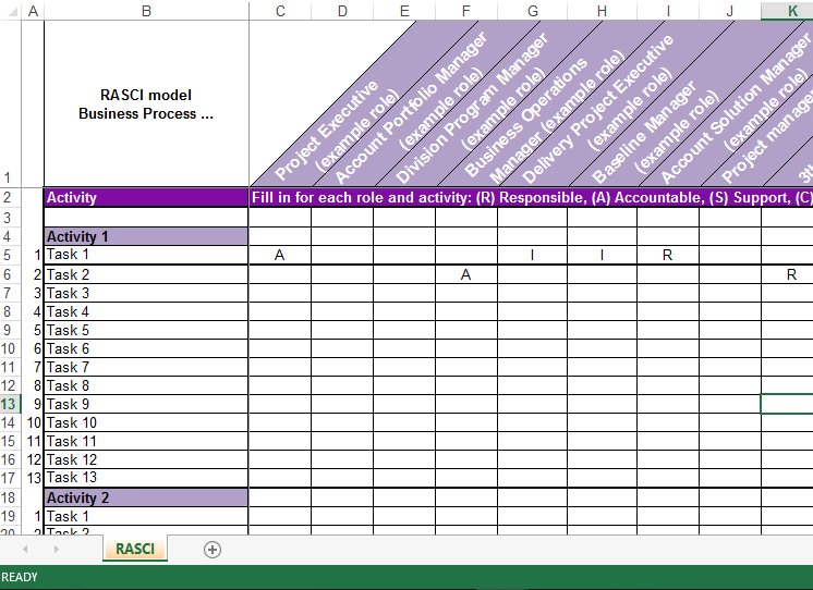 RASCI Matrix Template with Instructions | Templates at ...