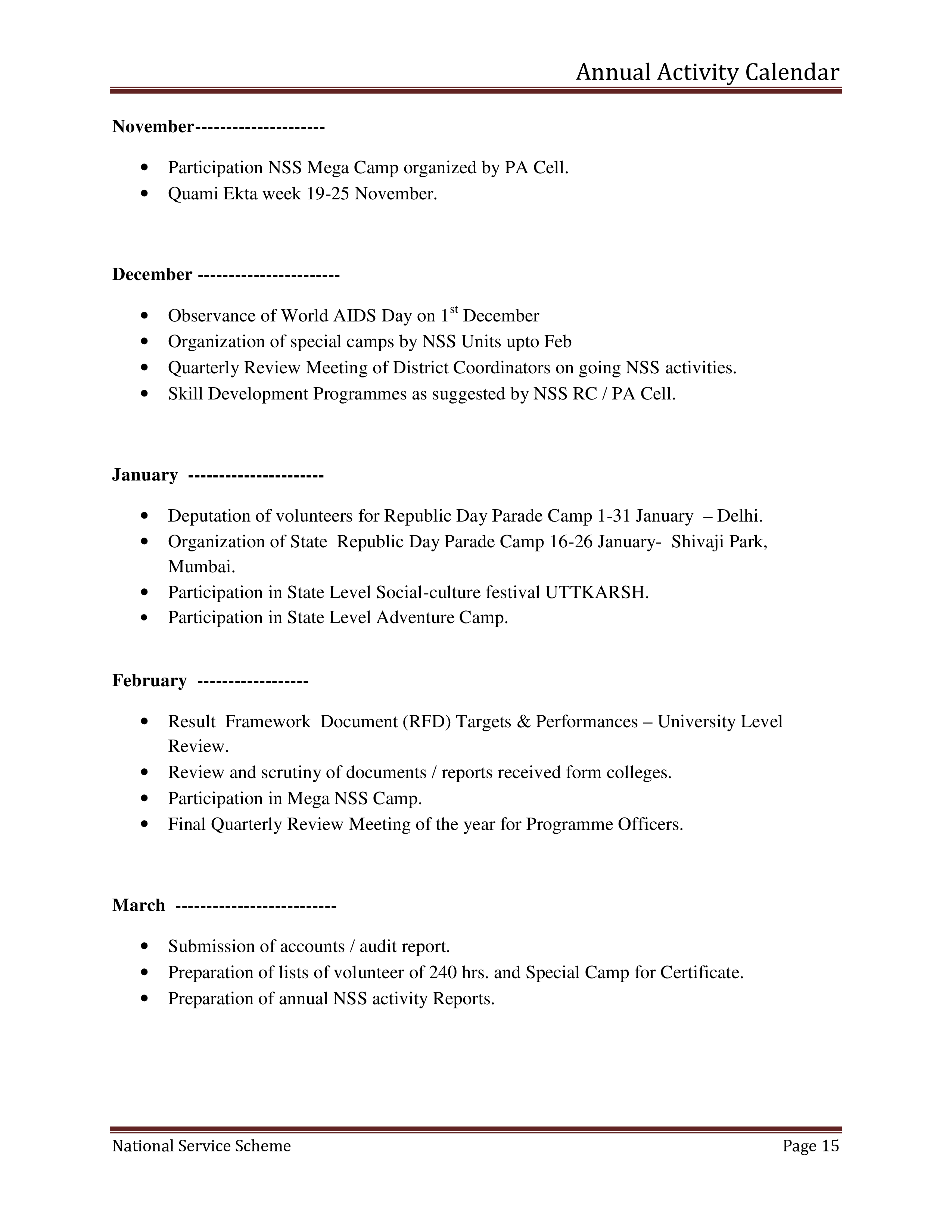 Annual Activity Calendar | Templates at allbusinesstemplates.com