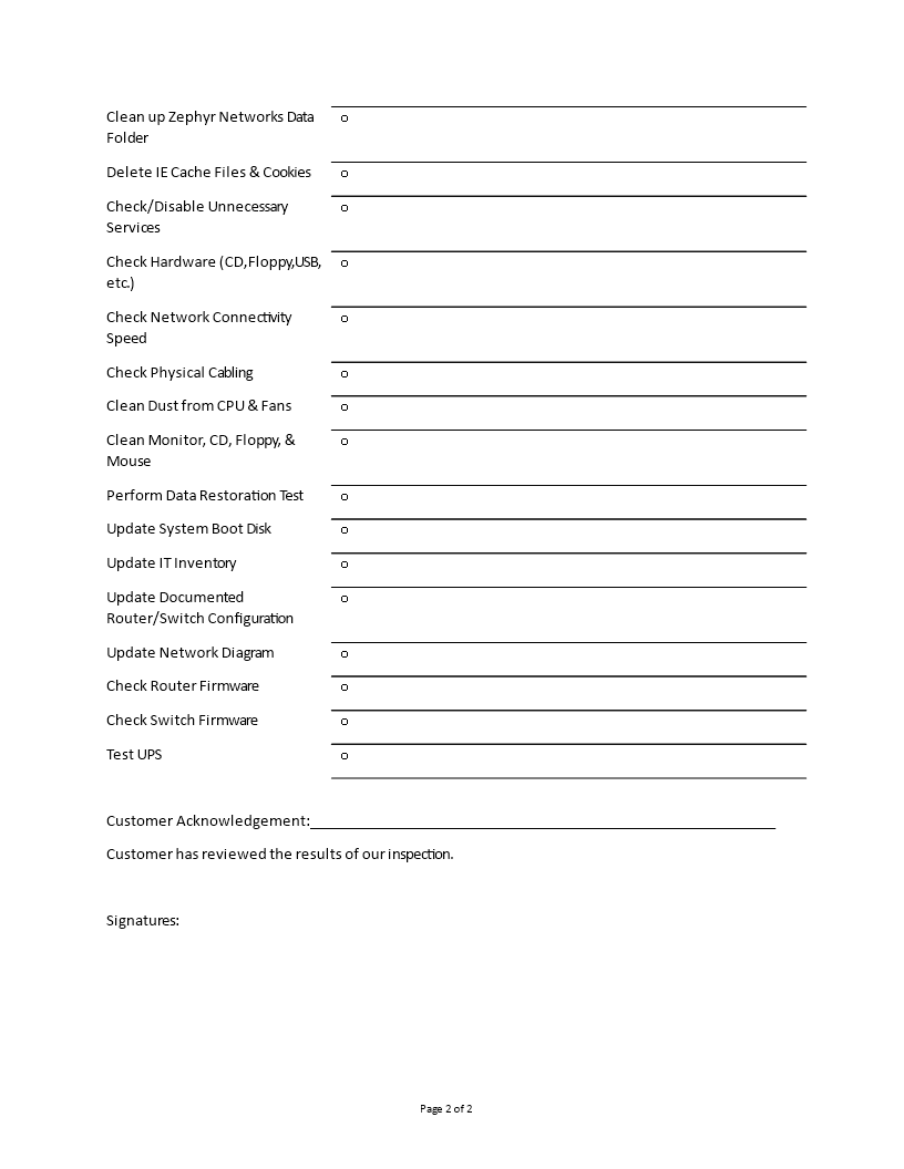 Quarterly Maintenance Checklist | Templates at allbusinesstemplates.com