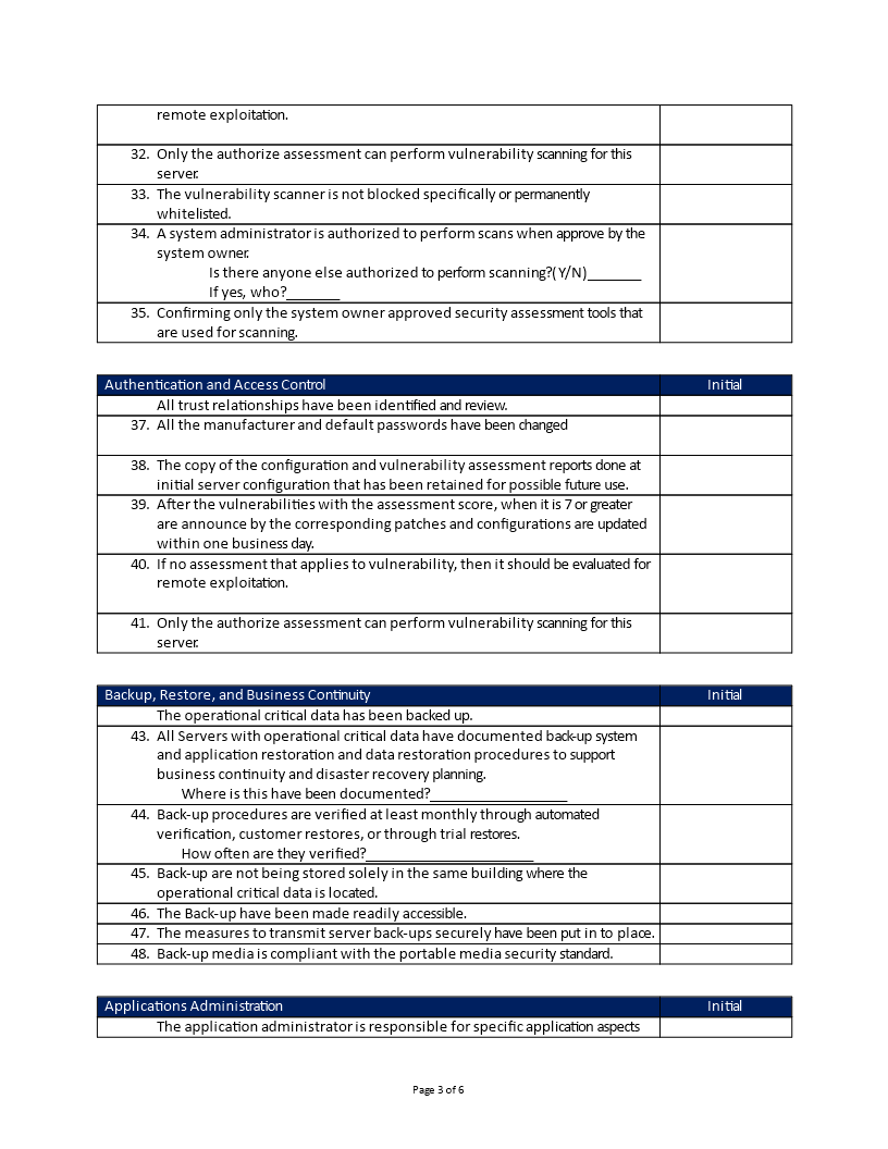 Server Maintenance Security Checklist - Modèle Professionnel