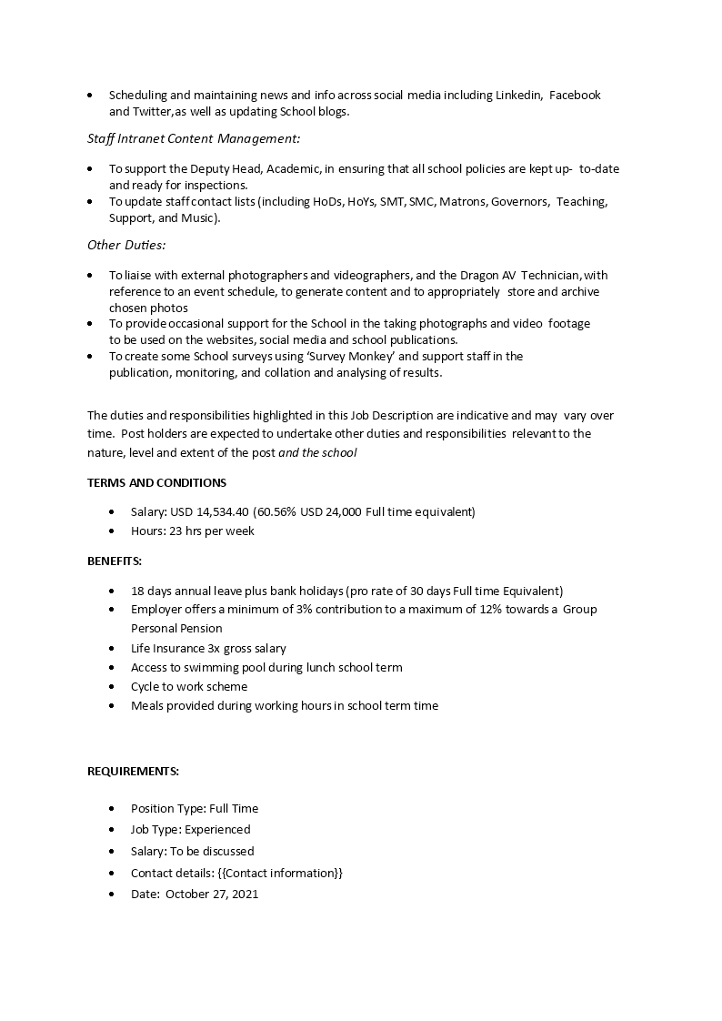 高级 Social Media Officer Job Description | 样本文件在 allbusinesstemplates.com 高级 Social Media Officer Job Description | 样本文件在 allbusinesstemplates.com