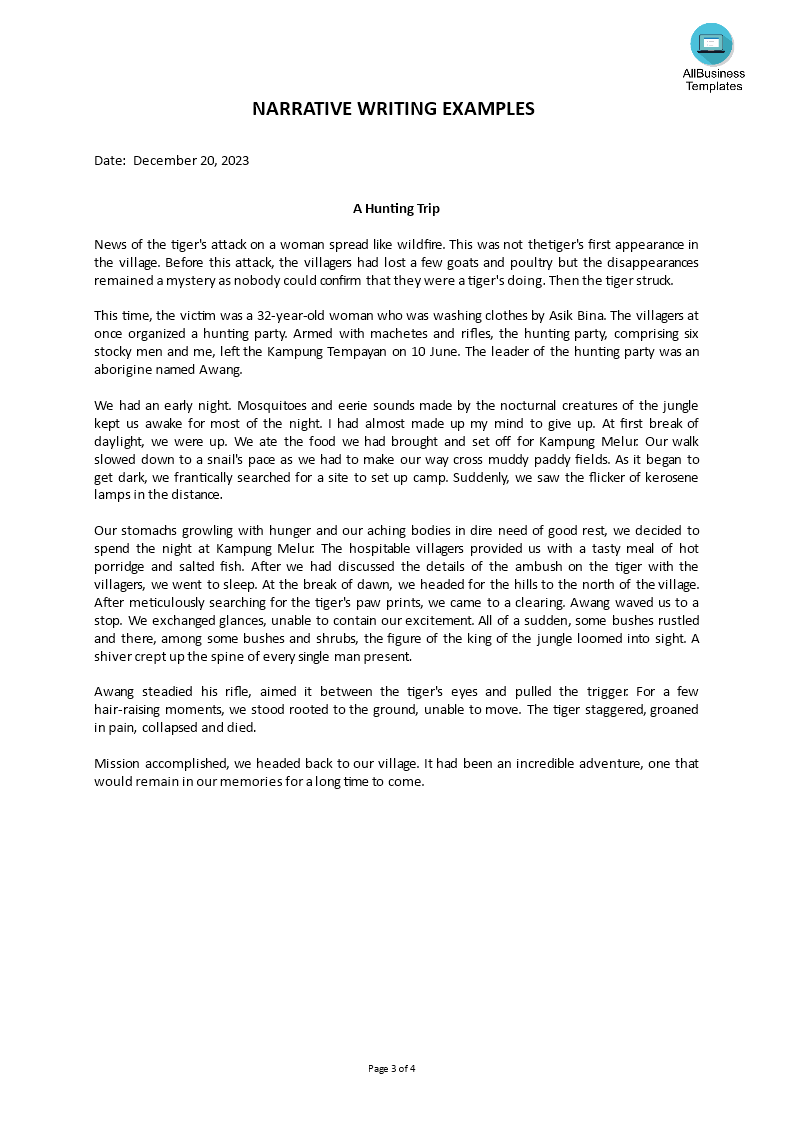 Narrative writing | Templates at allbusinesstemplates.com