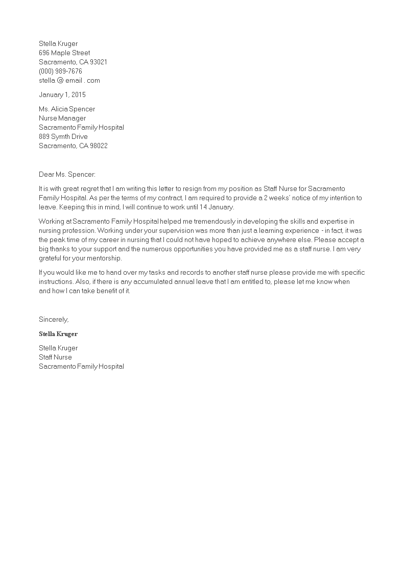 How To Write A Nursing Resignation Letter Samples Utaheducationfacts