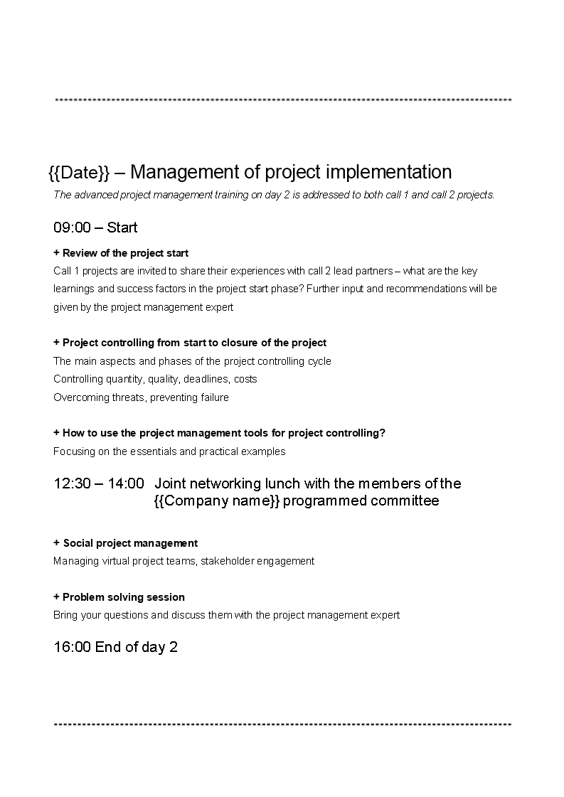 Project Management Agenda | Templates at allbusinesstemplates.com