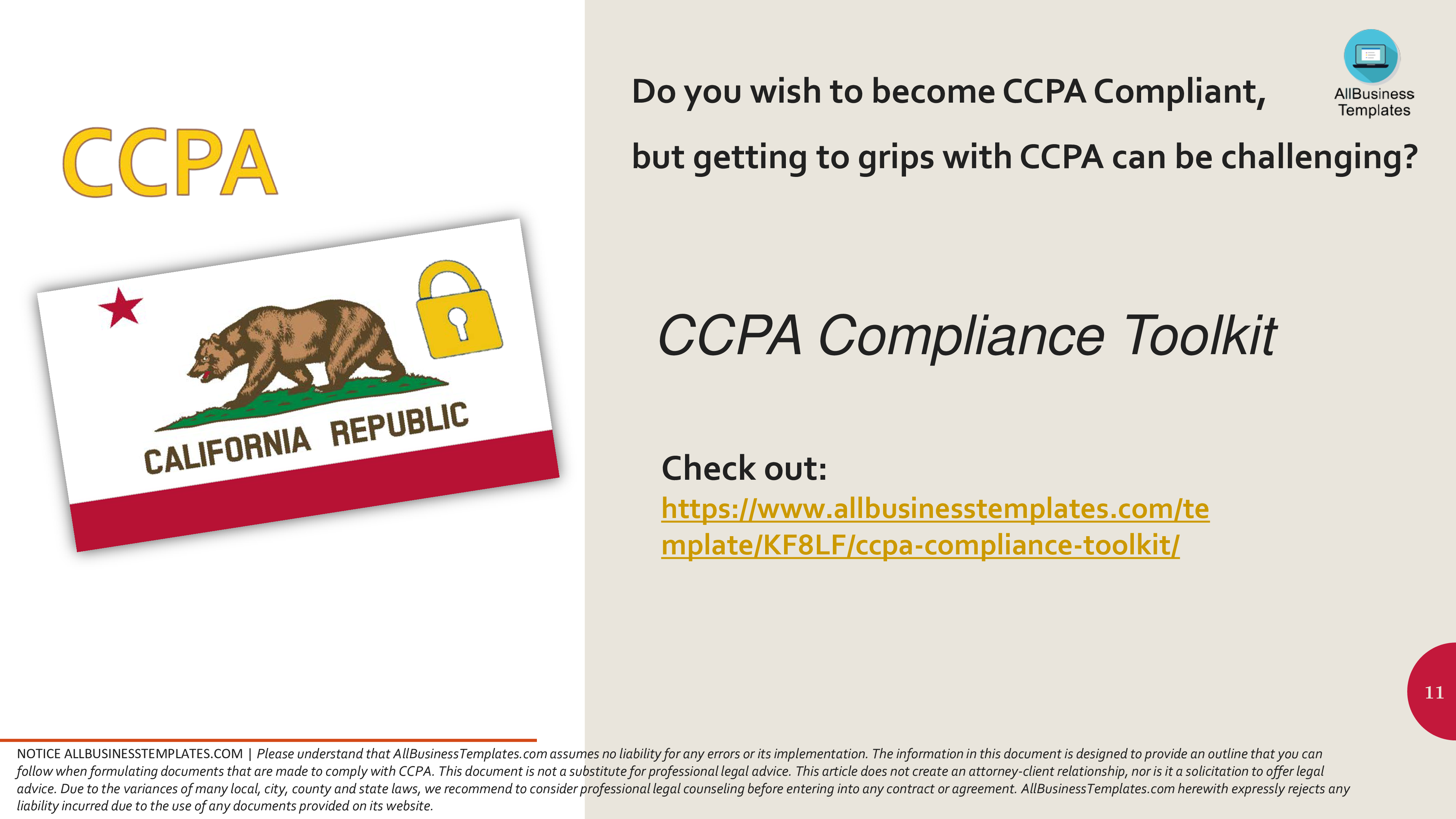 CCPA Introduction Presentation | Templates at allbusinesstemplates.com