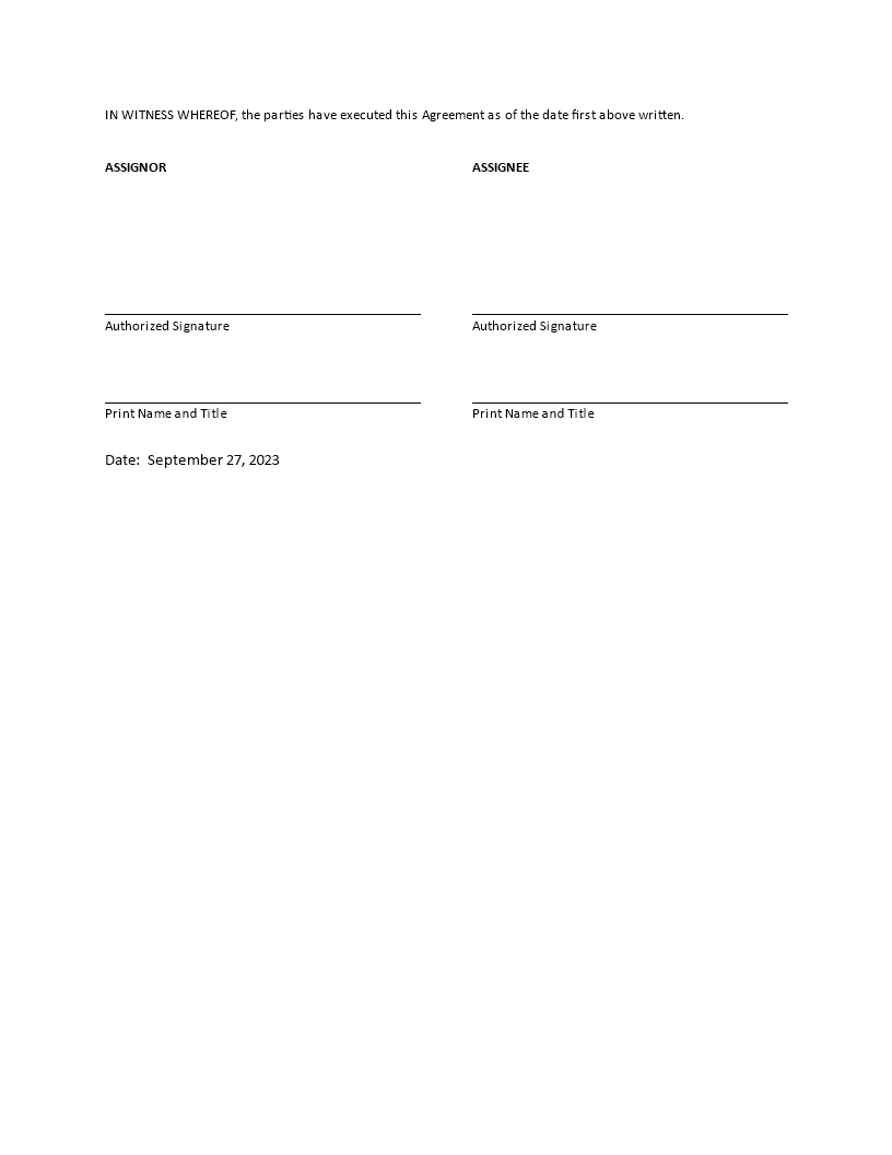 Patent Assignment Agreement Template | Templates at ...