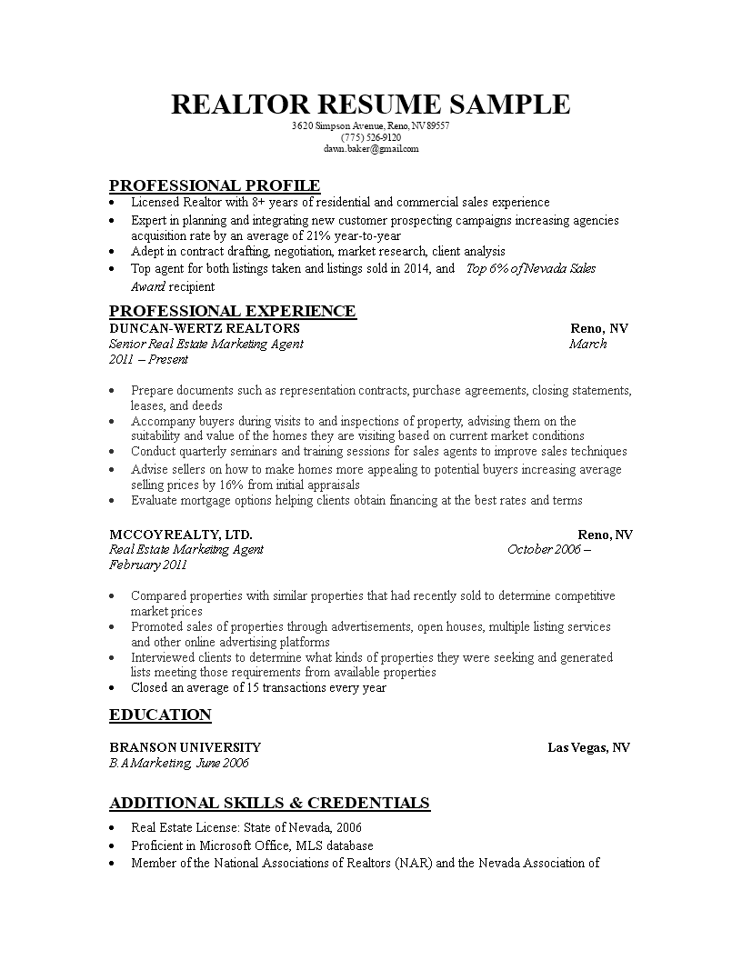 Real Estate Marketing Executive Resume Templates At 