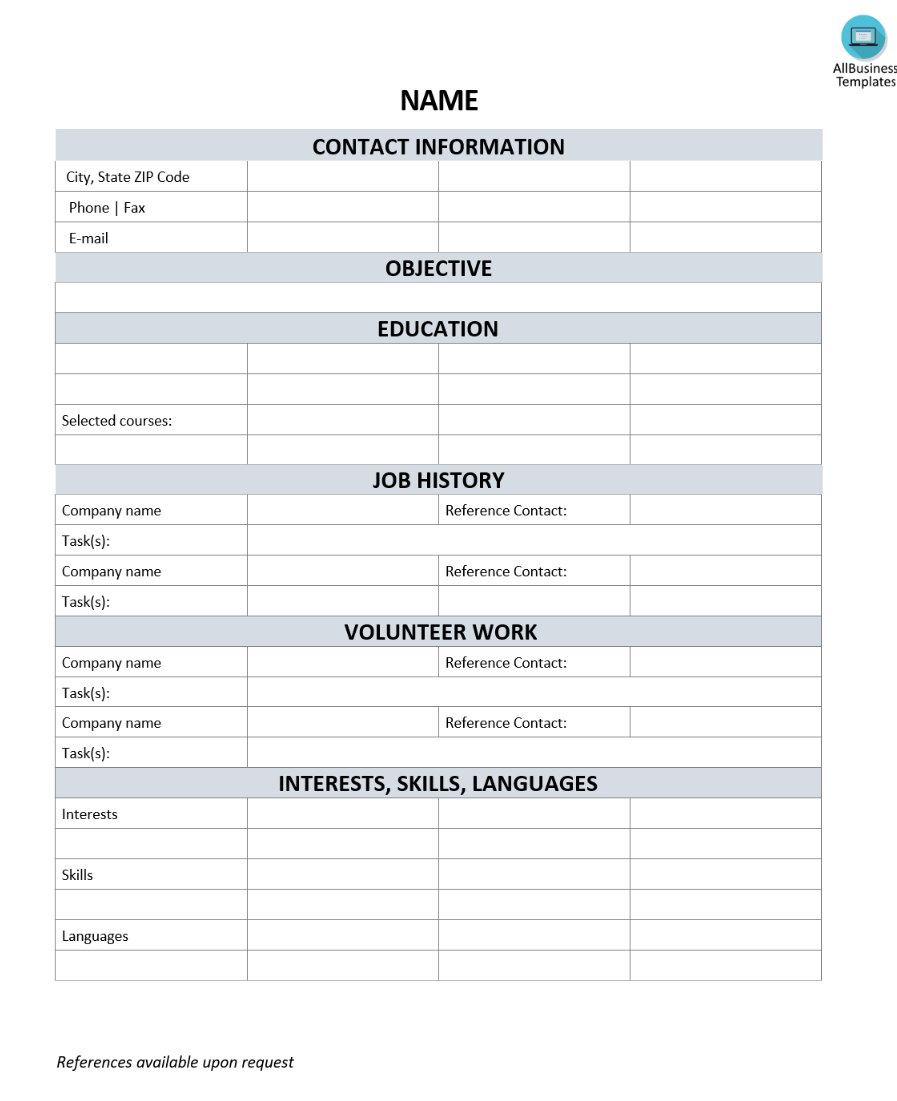 Sample Teenage Resume | Templates at allbusinesstemplates.com