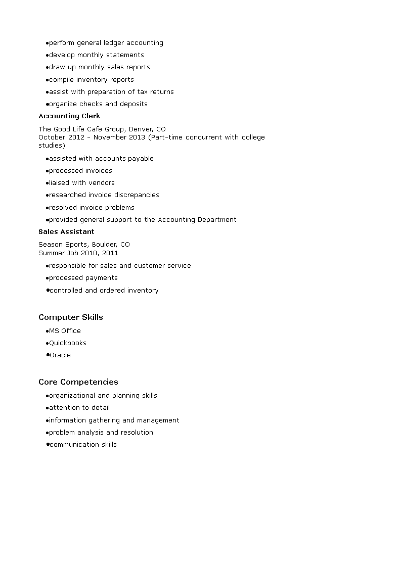 Entry-Level Accountant CV sample | Templates at allbusinesstemplates.com