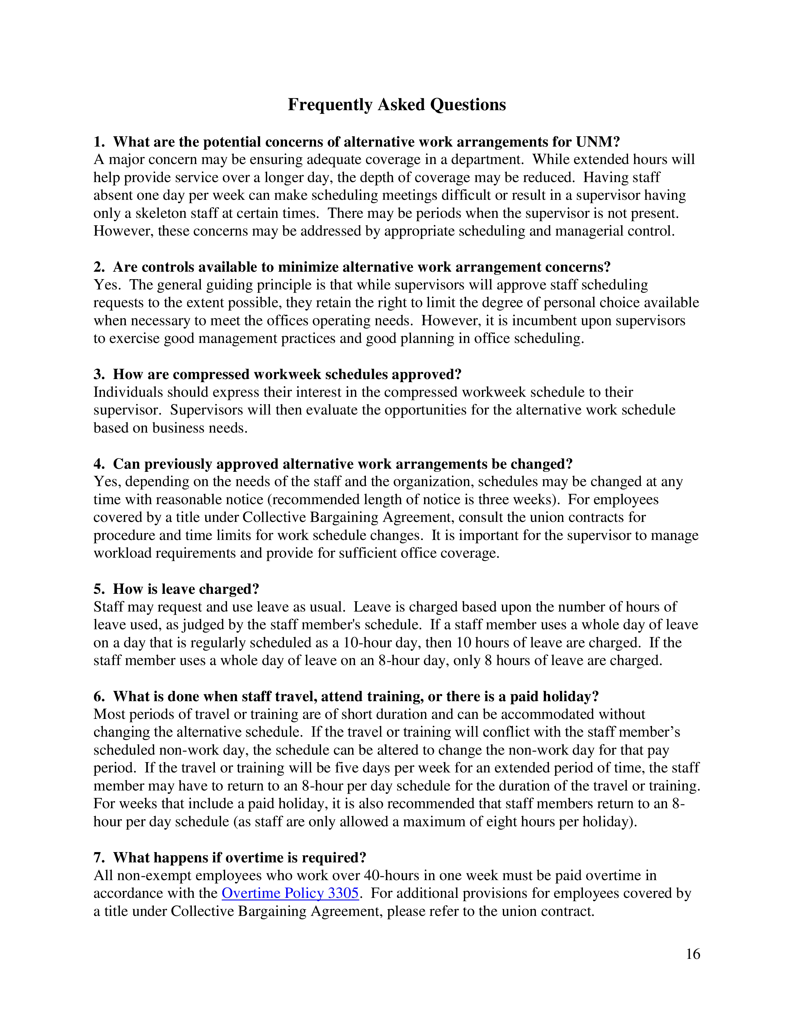 Work Schedule Policy Template