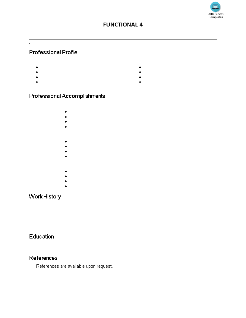 Functional Curriculum Vitae Example Templates At Allbusinesstemplates