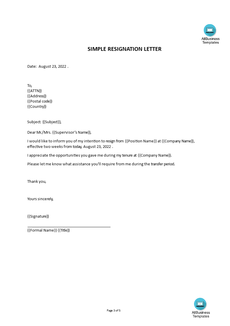 Gratis 2 weken ontslagbrief Eenvoudig