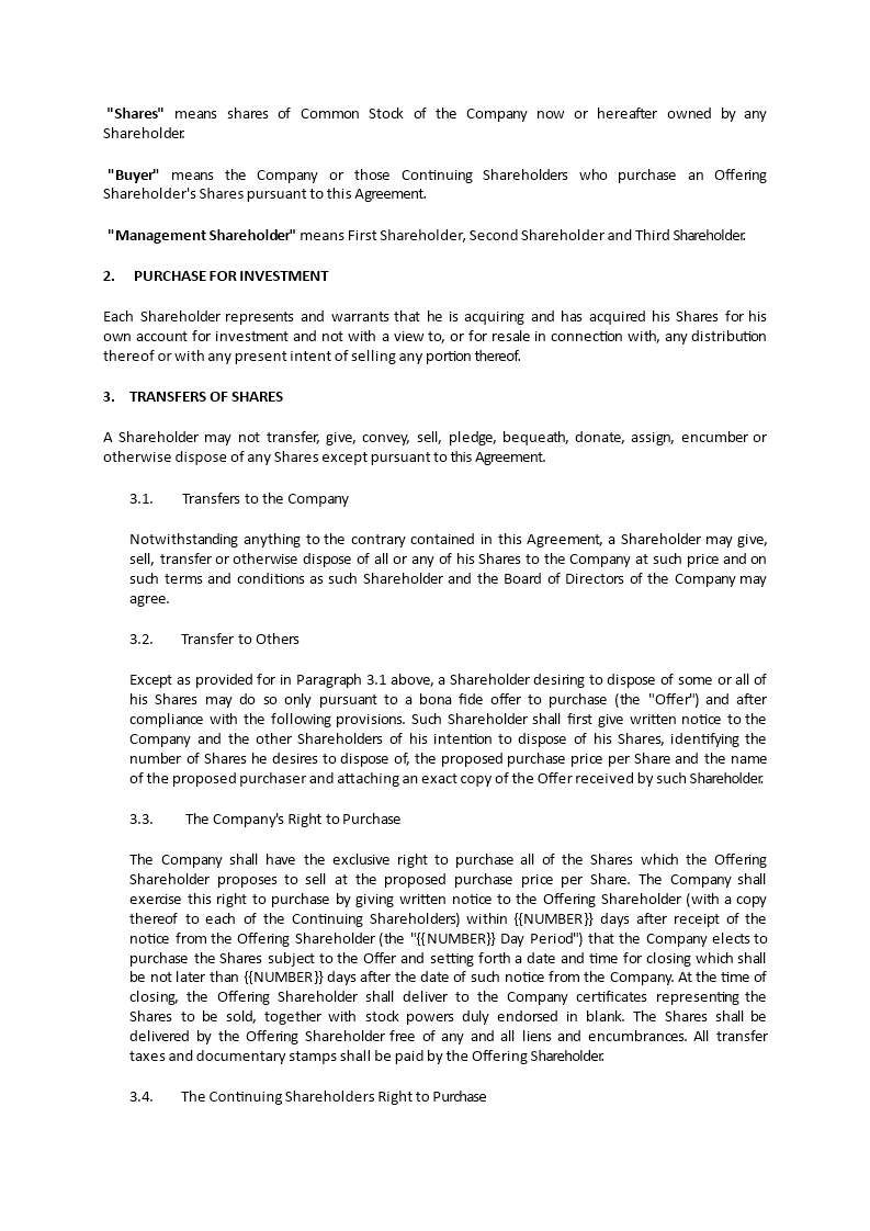Shareholders Agreement | Templates at allbusinesstemplates.com Shareholders Agreement | Templates at allbusinesstemplates.com