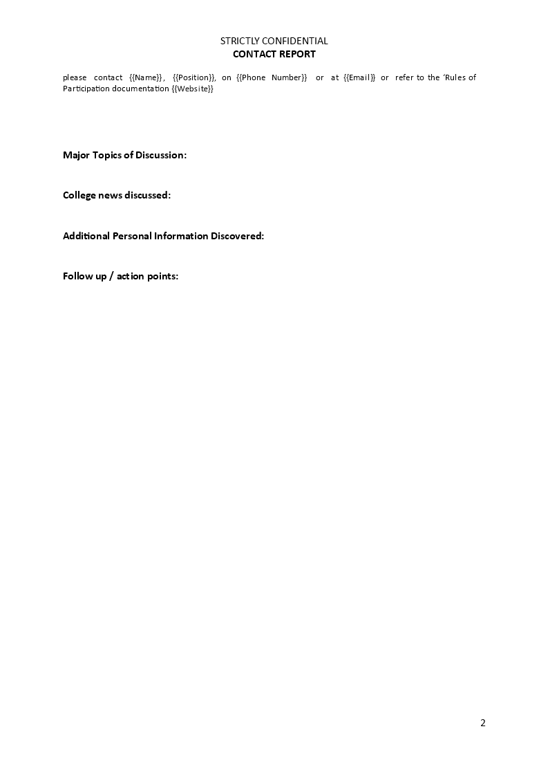 Meeting Contact Report | Templates at allbusinesstemplates.com