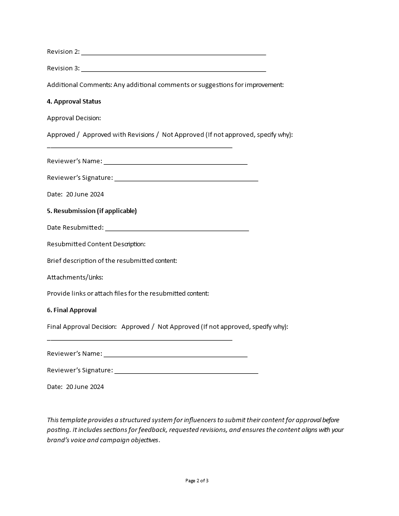 Influencer Content Approval template | Templates at ...