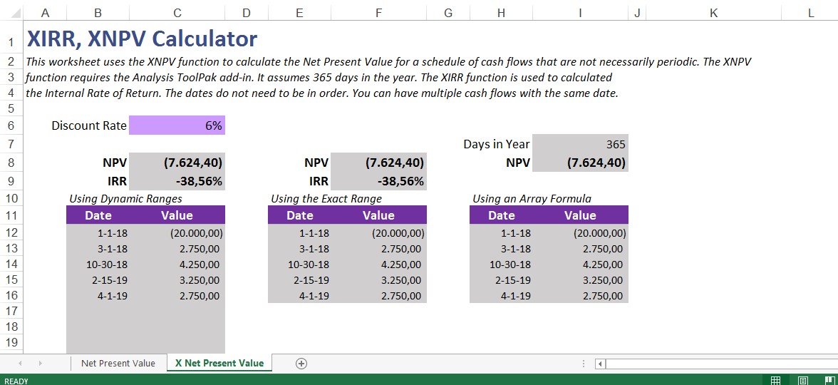 Net Present Value Calculator Template | Templates at ...