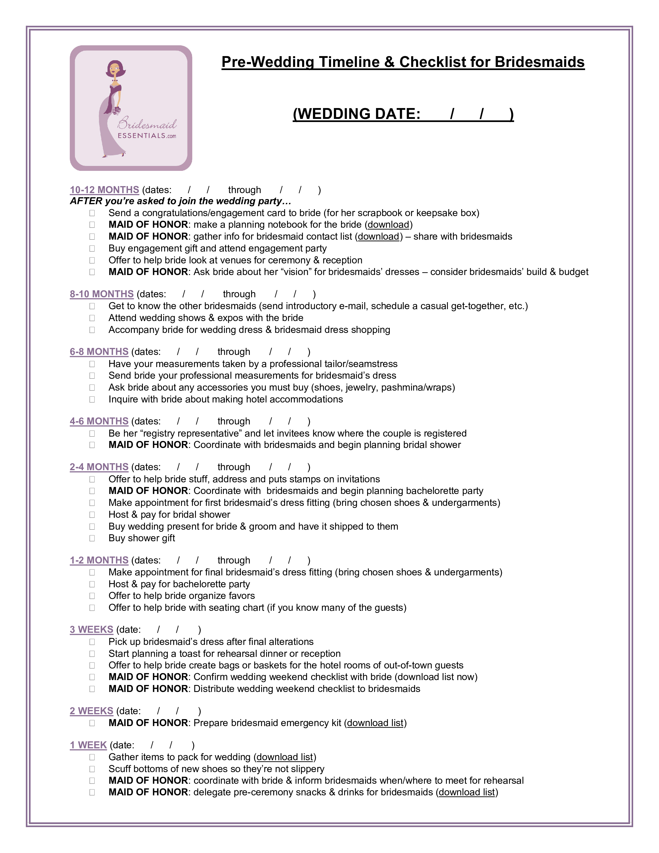 Bridesmaid Checklist For Wedding Day Dresses Images 2022