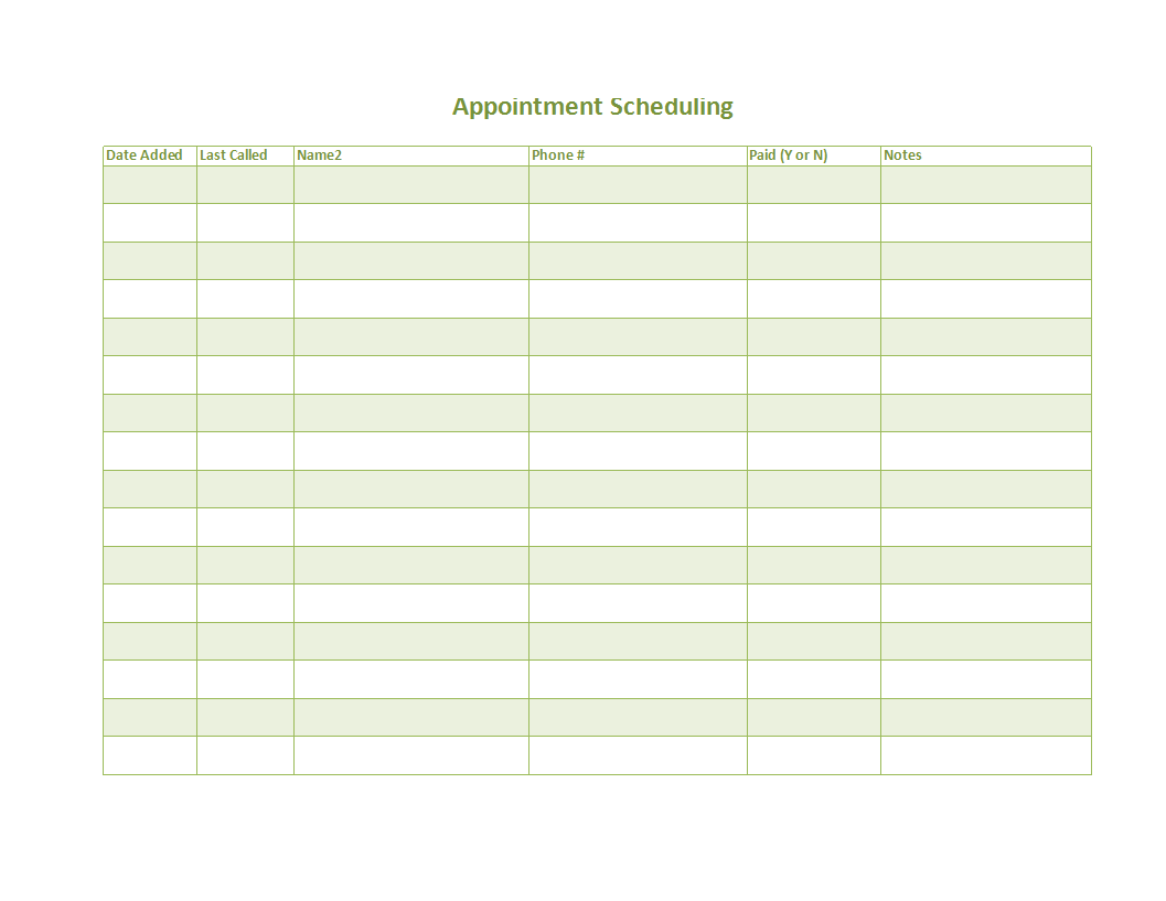 Appointment Scheduling Template Templates At Allbusinesstemplates