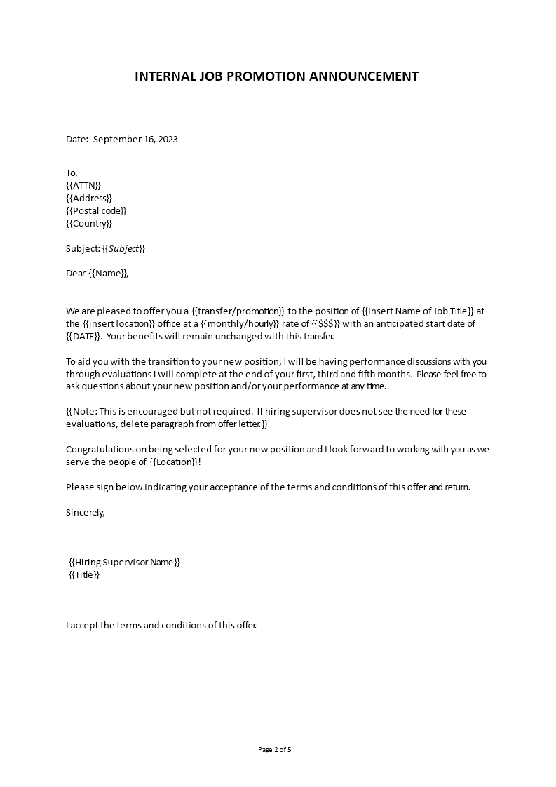 Internal Transfer Letter Template | Templates at allbusinesstemplates.com