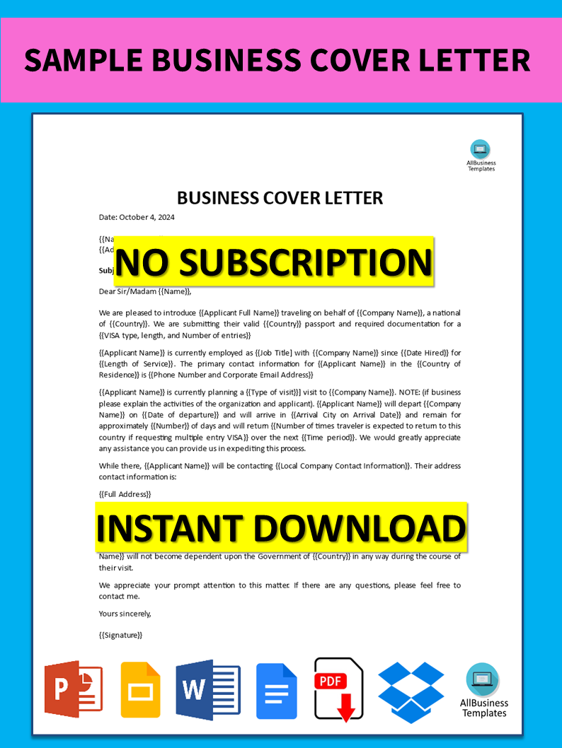 Sample Business Cover Letter | Templates at allbusinesstemplates.com