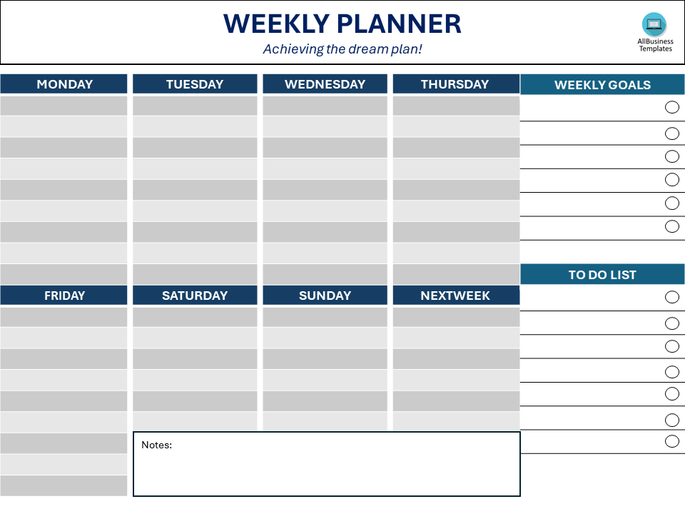 Weekly Planner Template Free | Templates at allbusinesstemplates.com